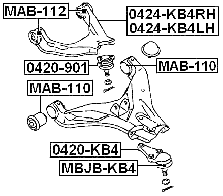 Fits MITSUBISHI L200 KB4T 4WD 2005-2015 - Rubber Suspension Bush Front ...